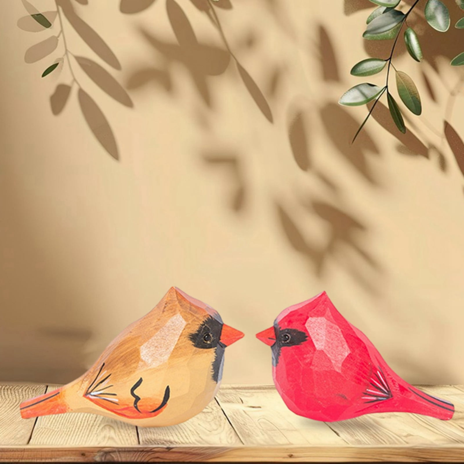 Solid Wood Handcarving Northern Cardinal Birds Statue Wooden Bird ...