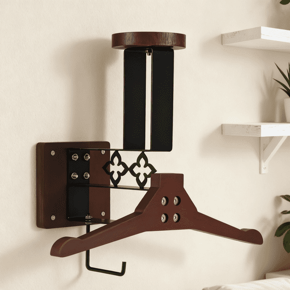 Solid Wood Helmet Wall Rack – Helmet Holder Mount with Stand & Plate ...