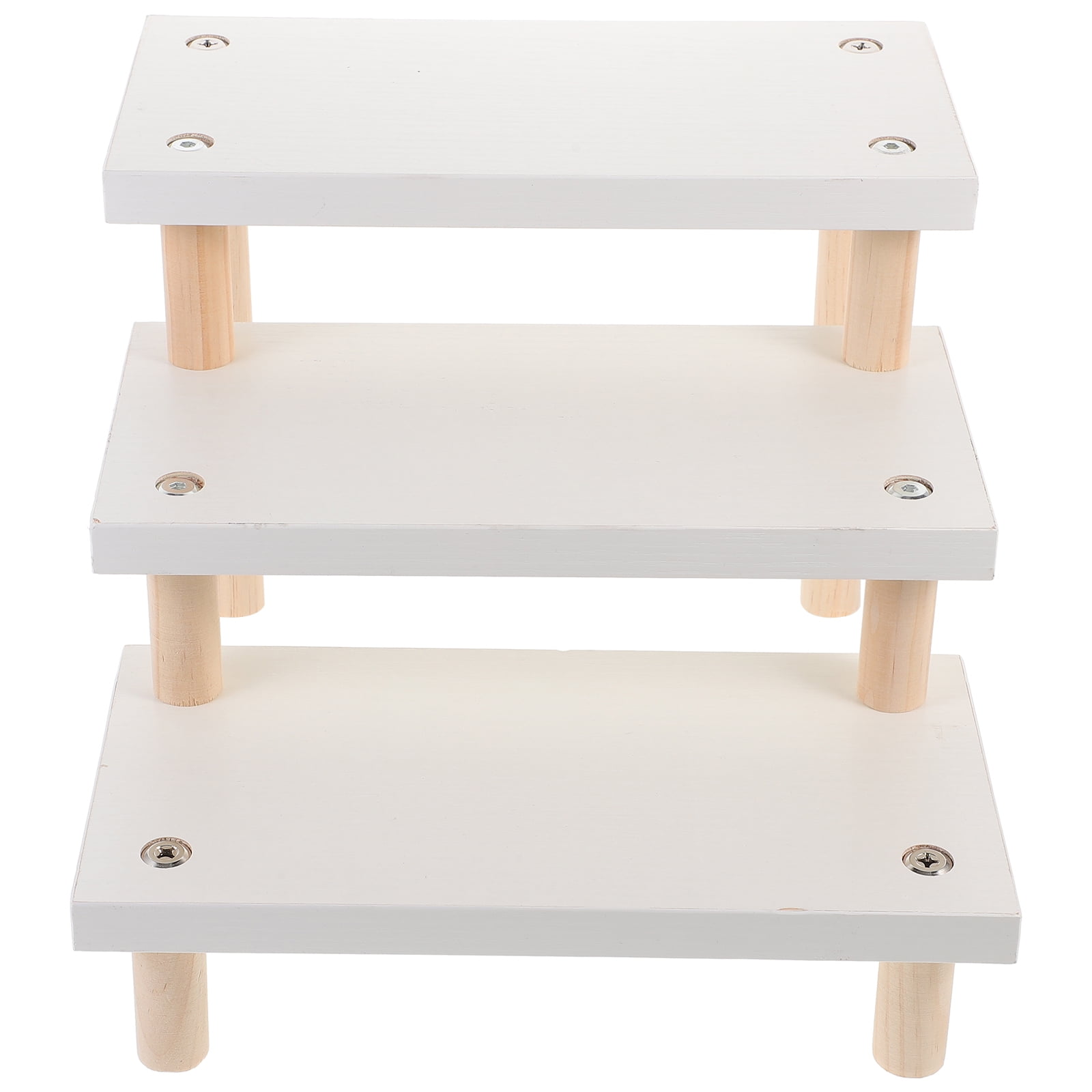 Solid Wood Ladder Storage Rack Shelf Doll Models Figurine Display Tier ...