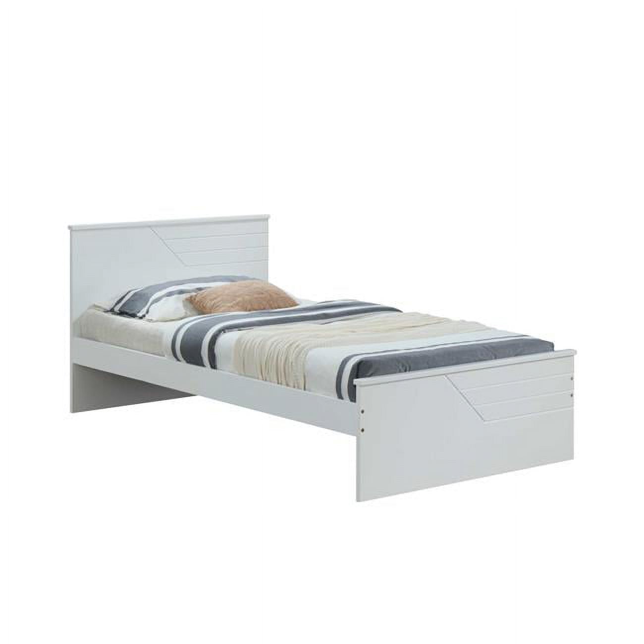 Solid Wood, Laminated Veneer Lumber, MDF Twin Size Bed, White - Walmart.com
