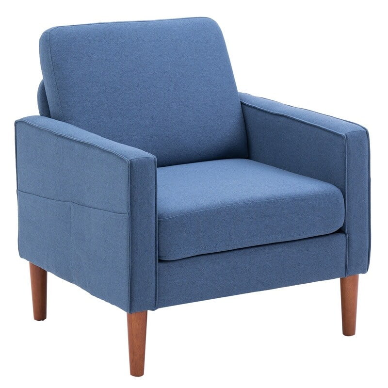 Solid Wood Legs Nuclear Bomb II Single Seat Accent Chair Blue - Walmart.com