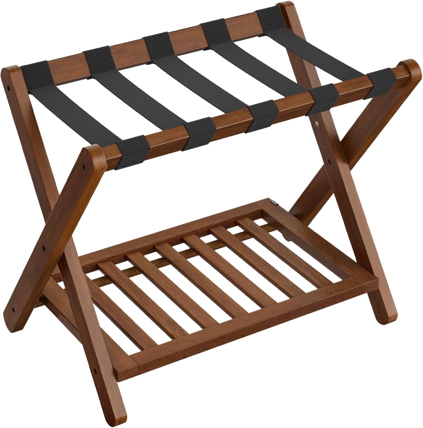Solid Wood Luggage Rack, No Assembly Required, Foldable Suitcase Stand ...