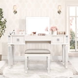 Solid Wood Makeup Vanity with 2 Drawers and Flip-up Mirror / Ideal for ...
