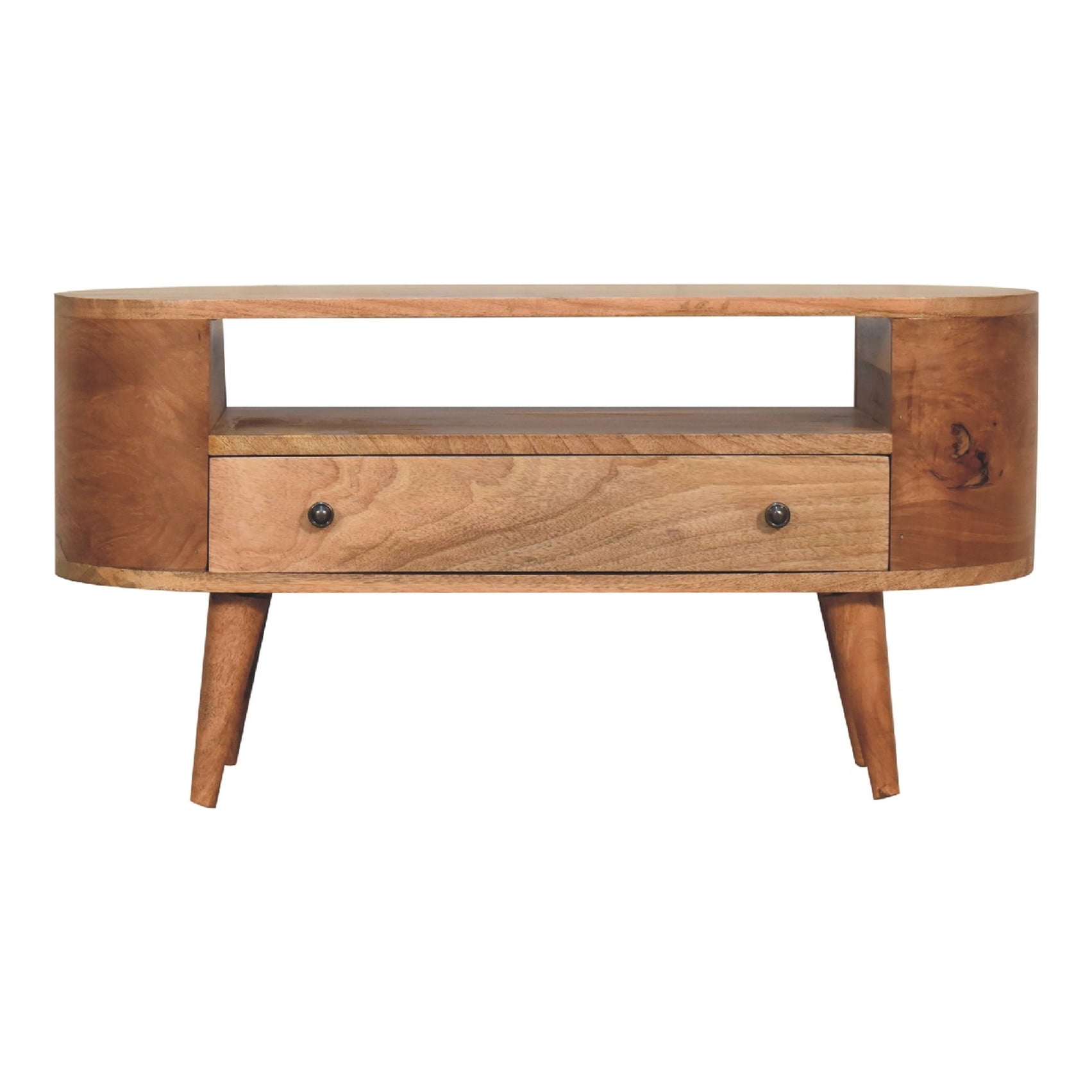 Solid Wood Mini TV Console in Oak Finish | Modern Art, Handcrafted ...