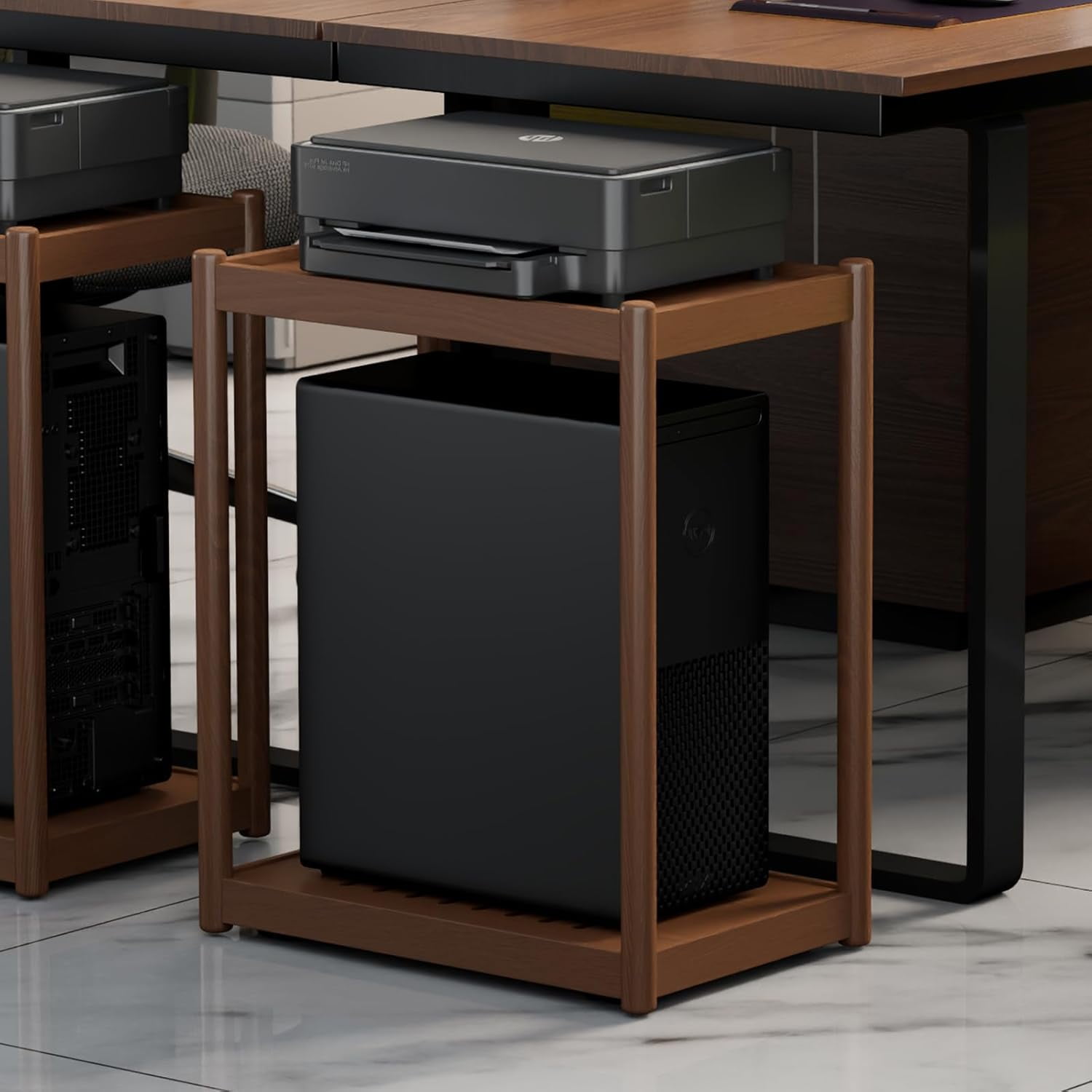 Solid Wood Mobile PC Stand Floor Computer Tower Stand with Casters for ...