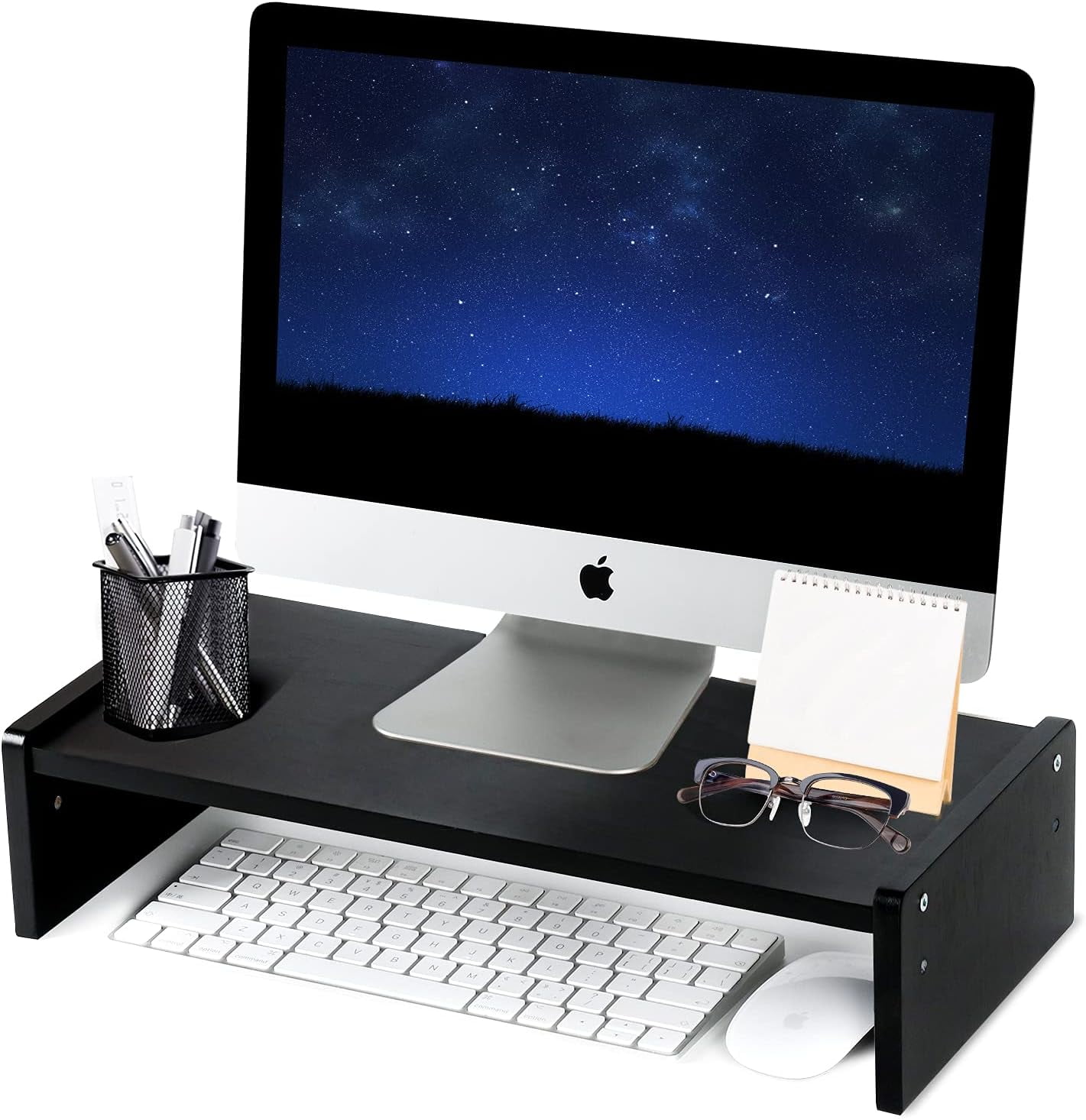 Solid Wood Monitor Stand Riser, Monitor Riser with 2 Adjustable Height ...