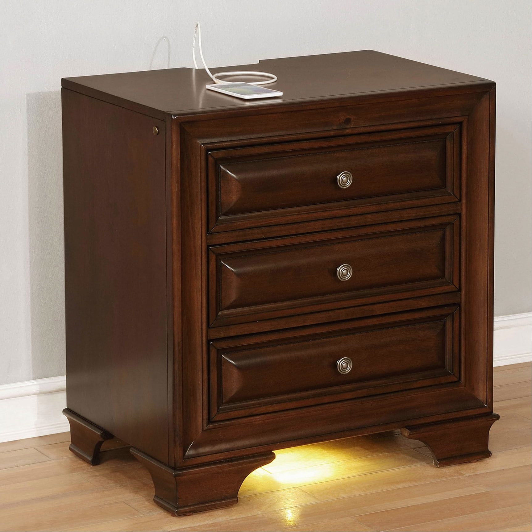 Solid Wood Nightstand - 3 Drawers for Organization - Bedroom ...