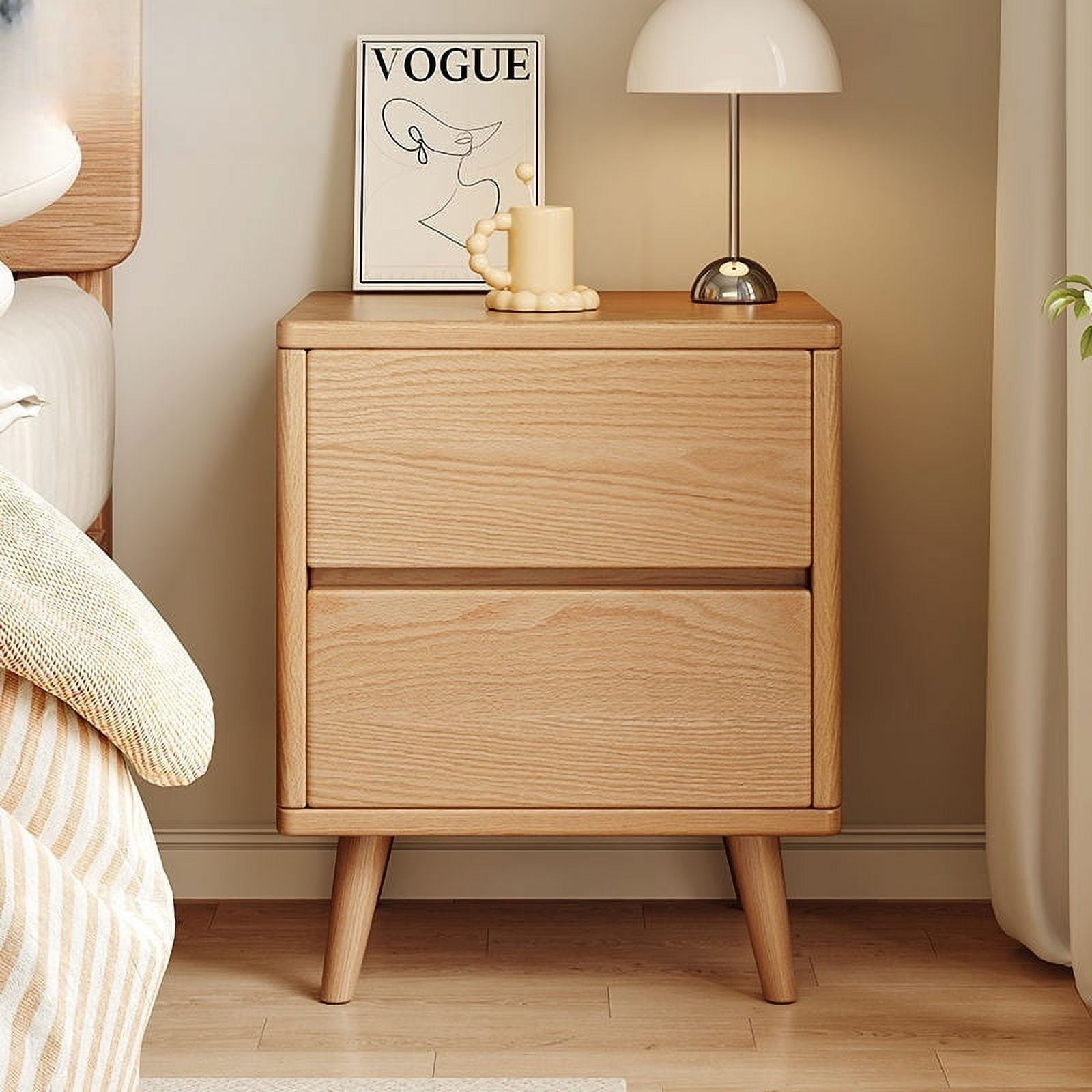 Solid Wood Nightstand Light Luxury Premium Feeling Small Bedside ...