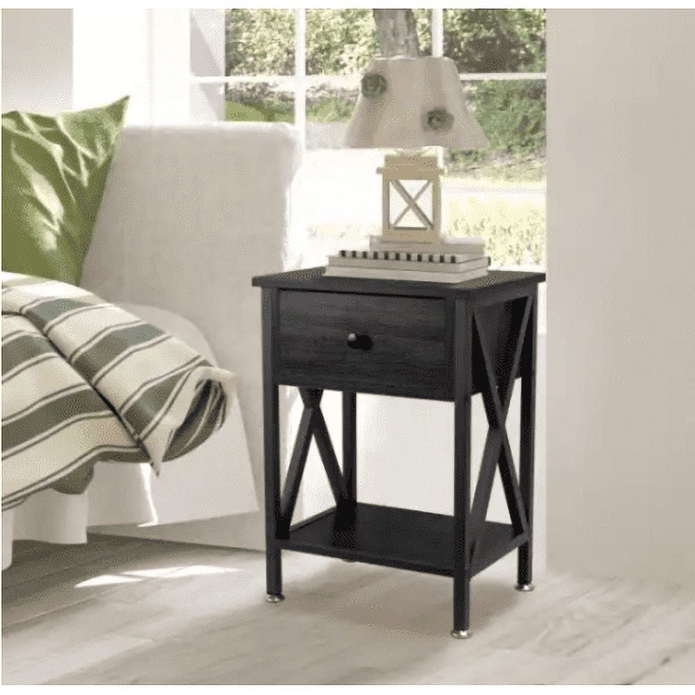 Solid Wood Nightstand with One Storage Drawer, Bedside End Table with ...