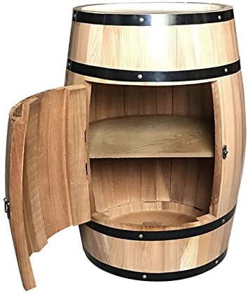 Solid Wood Oak Barrel Wine Cabinet with Locking Door - Decorative Beer ...