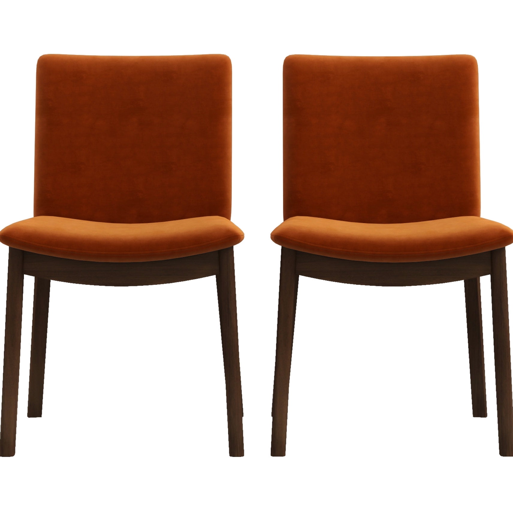 Solid Wood Orange Velvet Dining Chair Set / High - Density Foam Seating ...