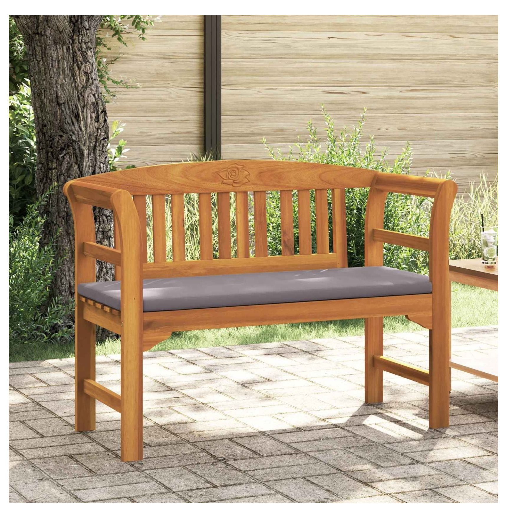 Solid Wood Outdoor Bench - 44.88" Patio Furniture - Natural Oil Finish ...