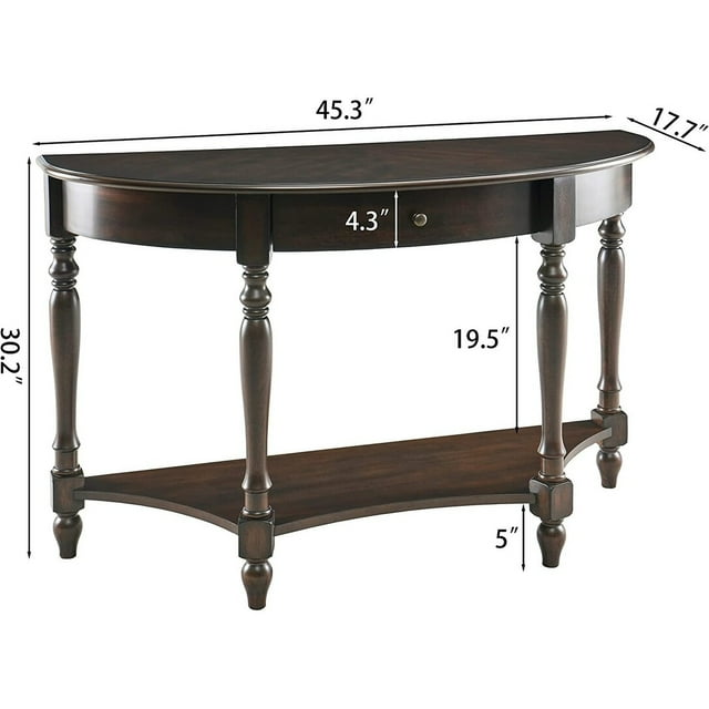 Solid Wood Oval End Table Sofa Table with Drawer and Storage Shelf ...