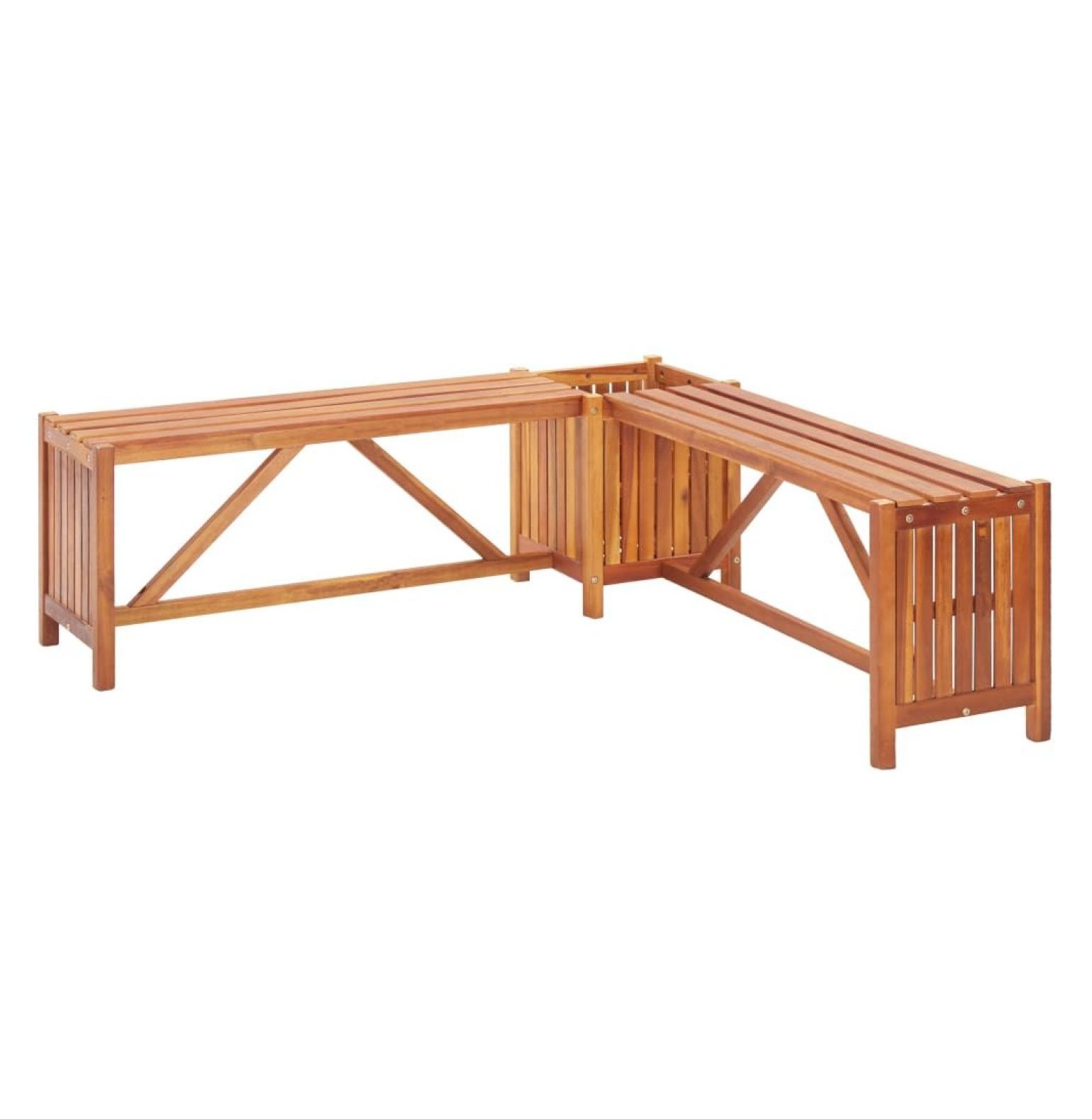 Solid Wood Patio Corner Bench with Planter, 46"x46"x15.7" Outdoor ...