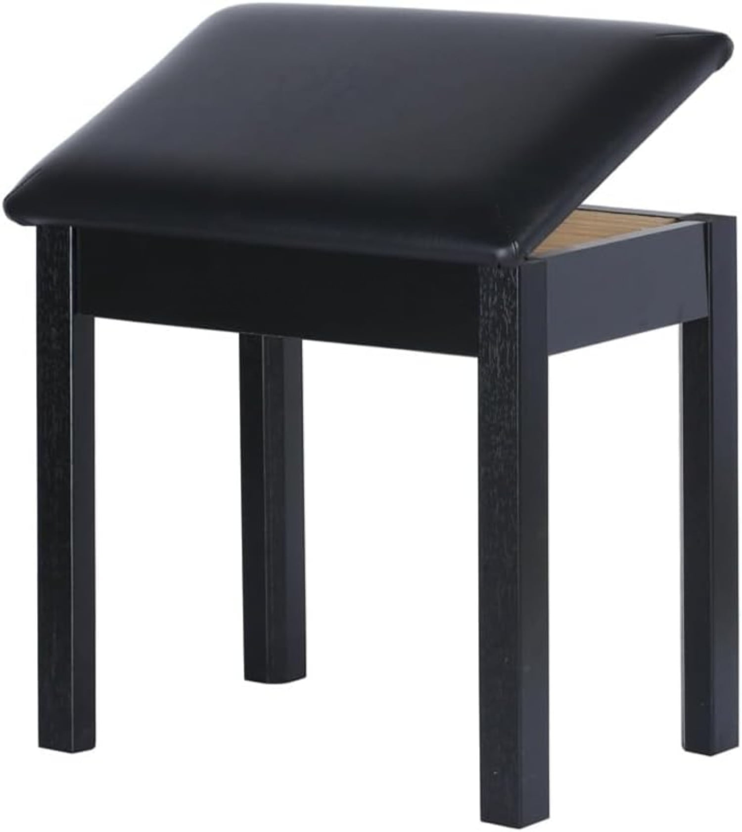 Solid Wood Piano Bench with Storage, Piano Stool and Padded Cushion ...