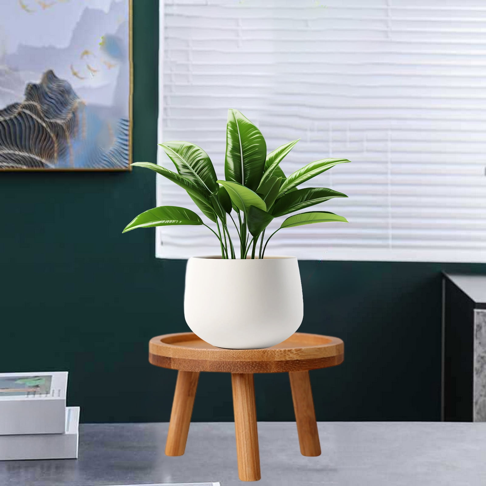 Solid Wood Plant Tray | Beige Flower Pot Saucer | 12.5x6.5cm Indoor ...