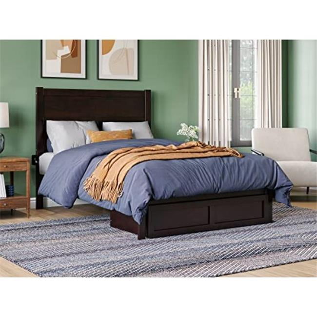 Solid Wood Platform Bed with Foot Drawer Storage & Attachable USB ...