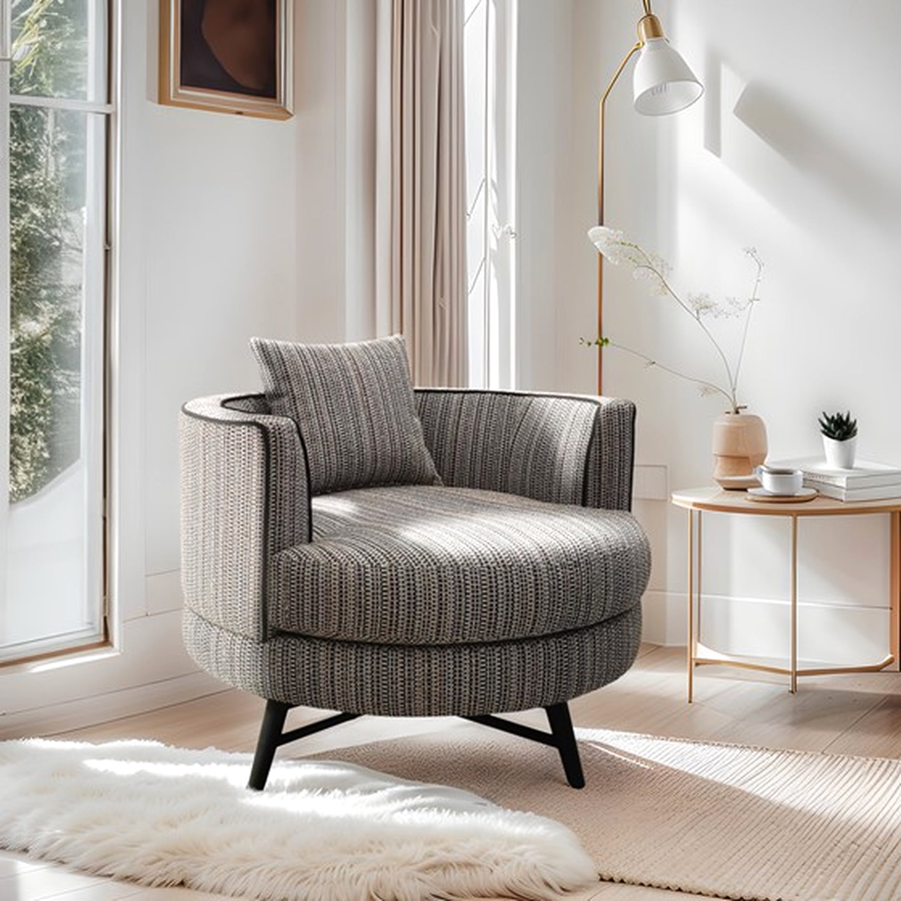 Solid Wood & Plywood Swivel Chair, Filled With High Density Foam, 360 ...