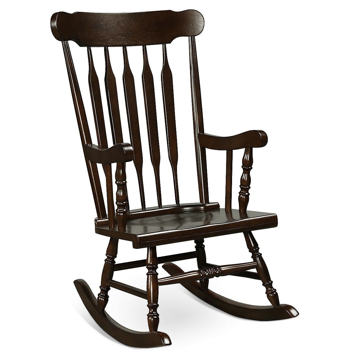Solid Wood Porch Glossy Finish Rocking Chair - Walmart.com