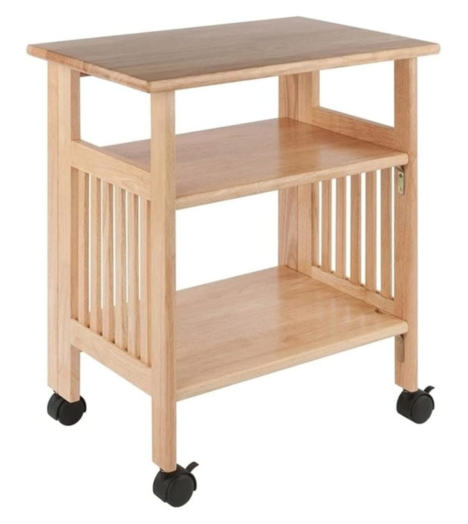 Solid Wood Printer Stand, Foldable Utility Cart - Natural Finish, 24"W ...