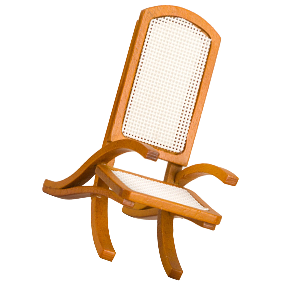 Solid Wood Rattan Chair Miniature Deck Models Furniture Tiny Laxitave ...