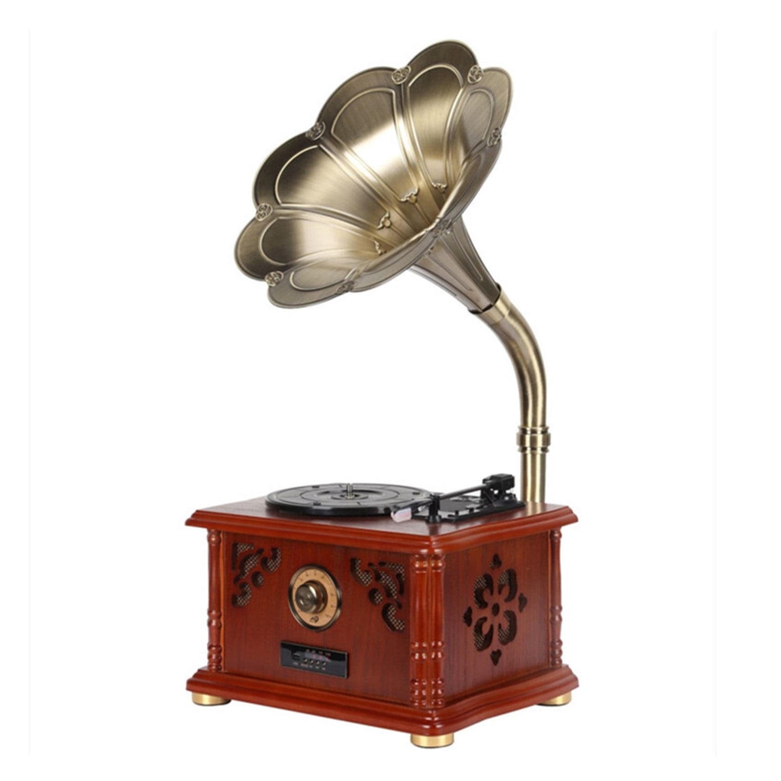 Solid Wood Record Usb Player Retro Vinyl Gramophone Bluetooth Speaker ...