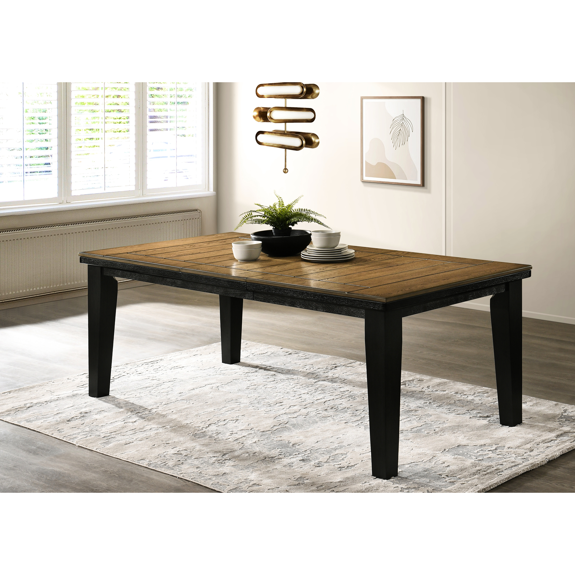 Solid Wood Rectangular Table For Dining, 18" Leaf, Contemporary Style ...