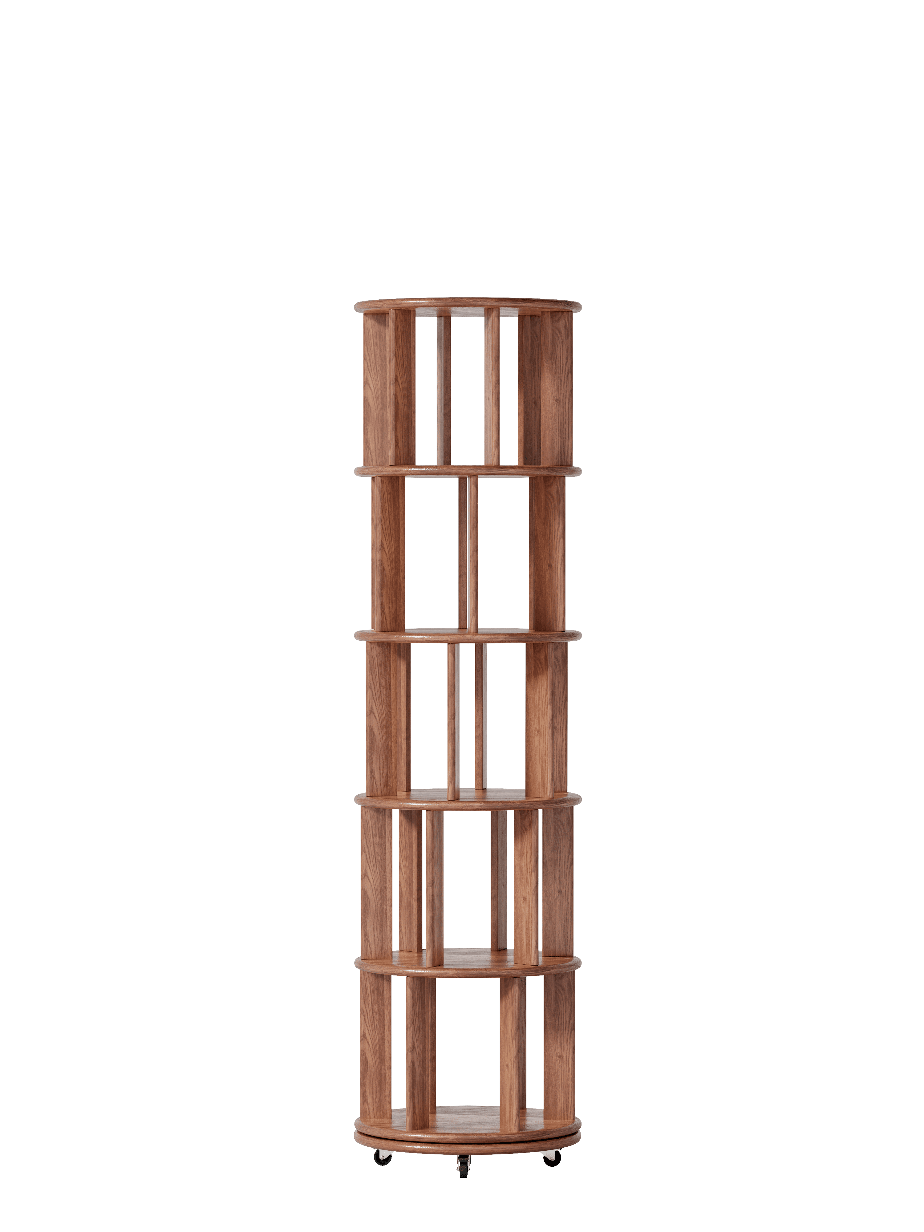 Solid Wood Rotating 5-Tier Bookcase on Wheels, Walnut - Walmart.com