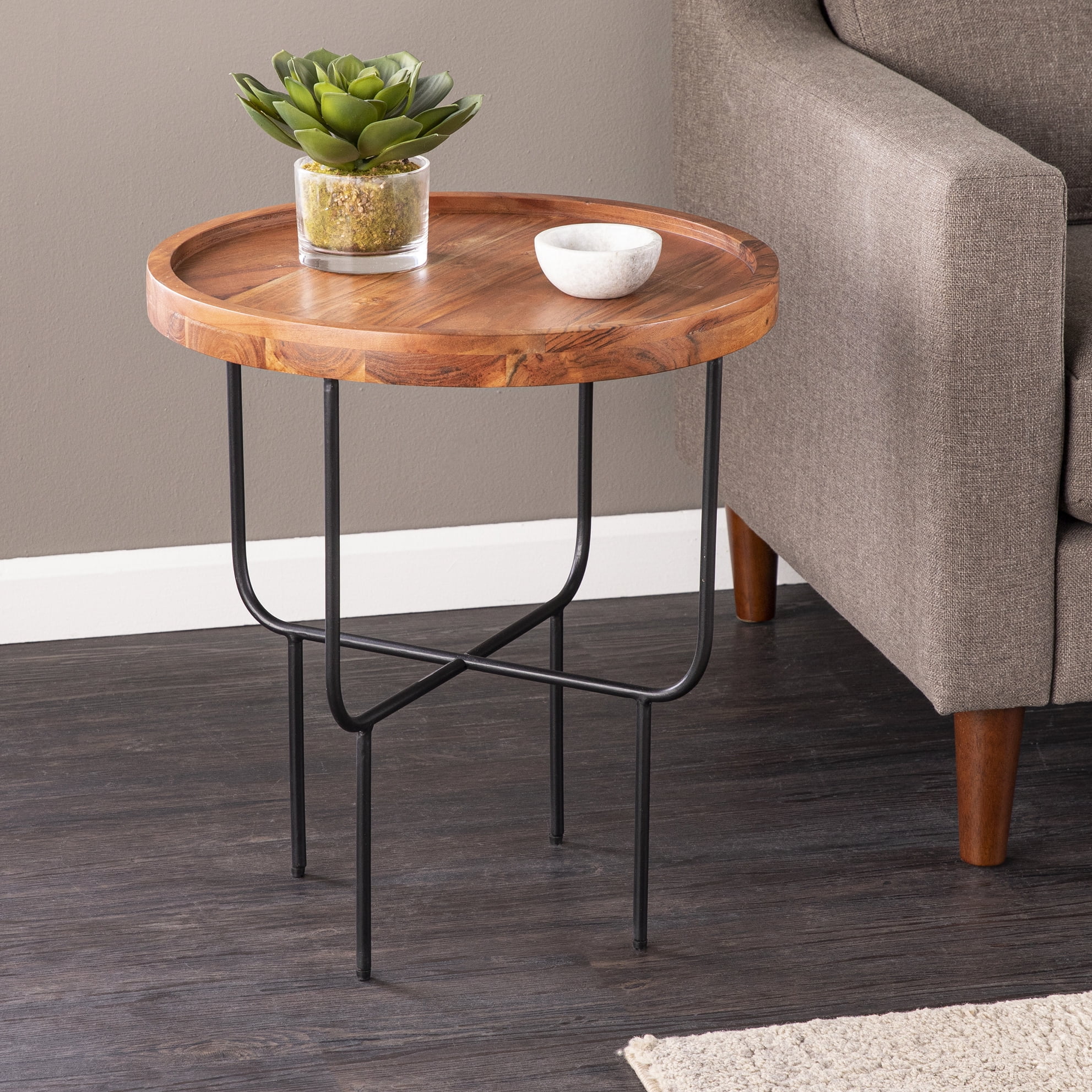 Solid Wood Round End Table, Complementing Modern Decor Table With And ...