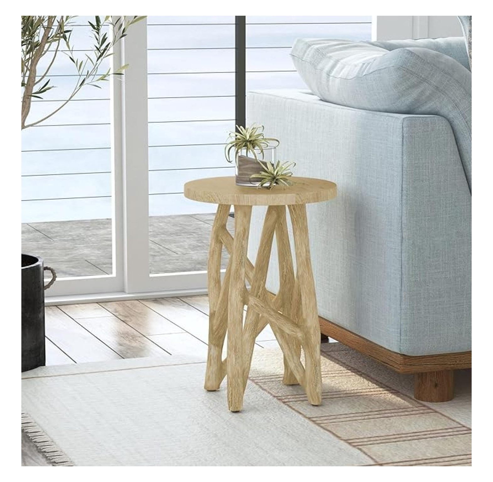 Solid Wood Round Side Table, End Table & Plant Stand – Handcrafted ...