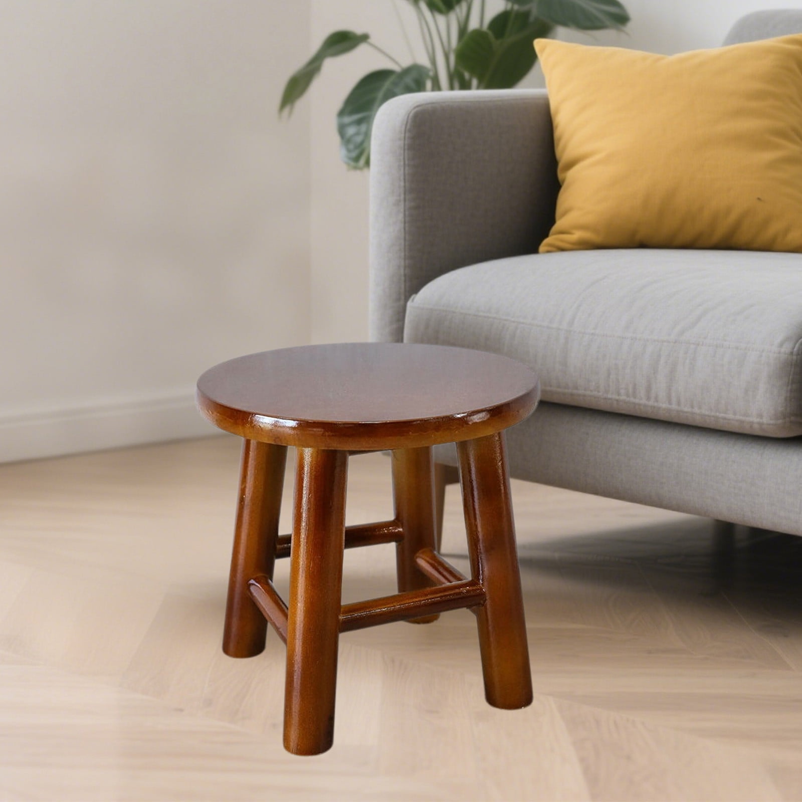 Solid Wood Round Stool | 25cm Dwarf Laundry & Shoe Changing Stool ...