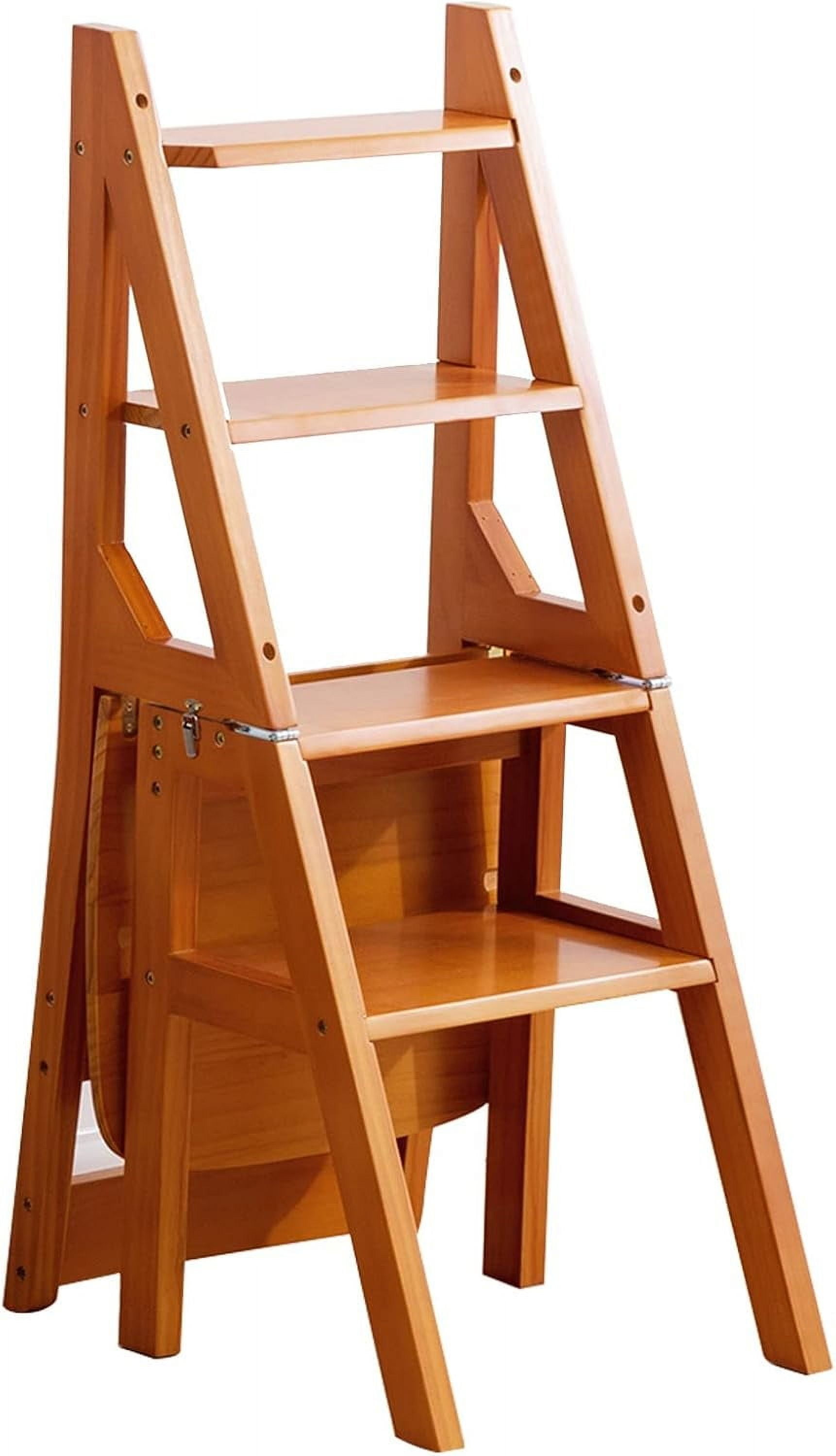 Solid Wood S Library Ladder Chair Step Ladders Step Chair Foldable 4 ...