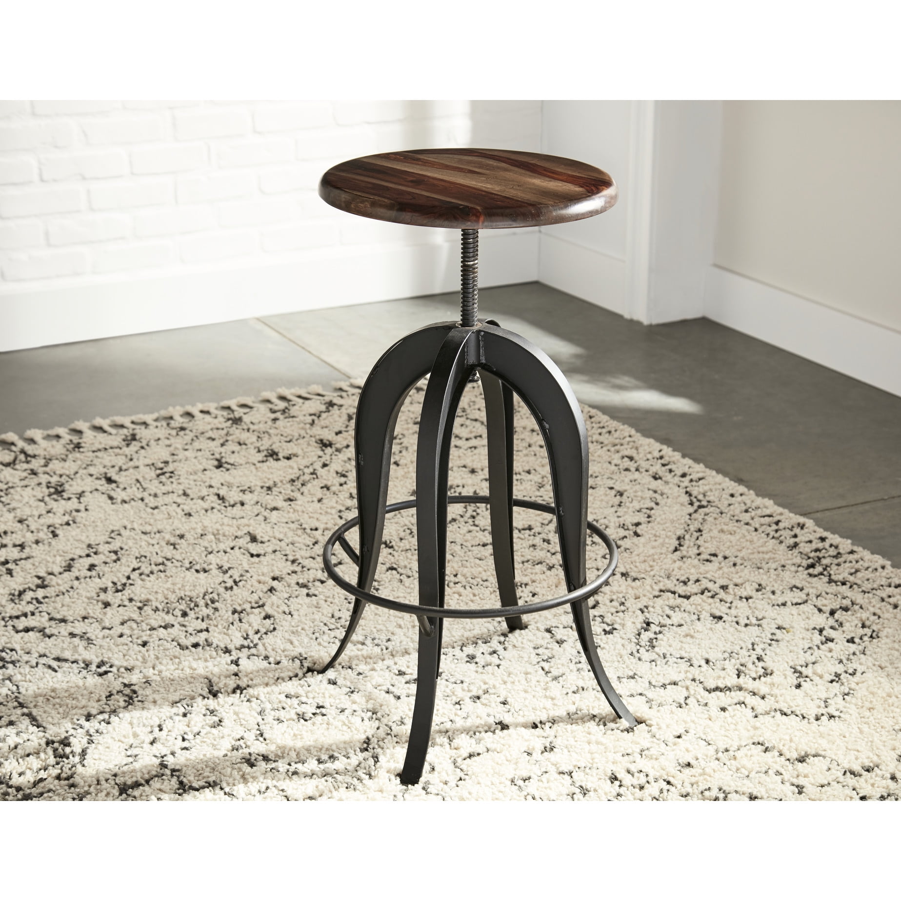 Solid Wood Seat Stool In Dark Brown, Quad Metal Style Brown Stool, Base Design - Walmart.com