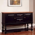 Solid Wood Server with Matte Black and Antique Oak Finish, Turned Legs ...
