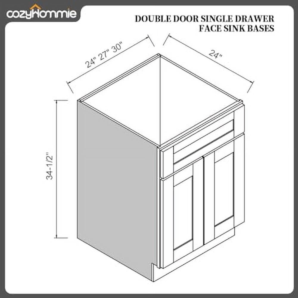 Solid Wood Shaker Style Pebble Grey RTA Sink Base Cabinets with 2 Doors ...