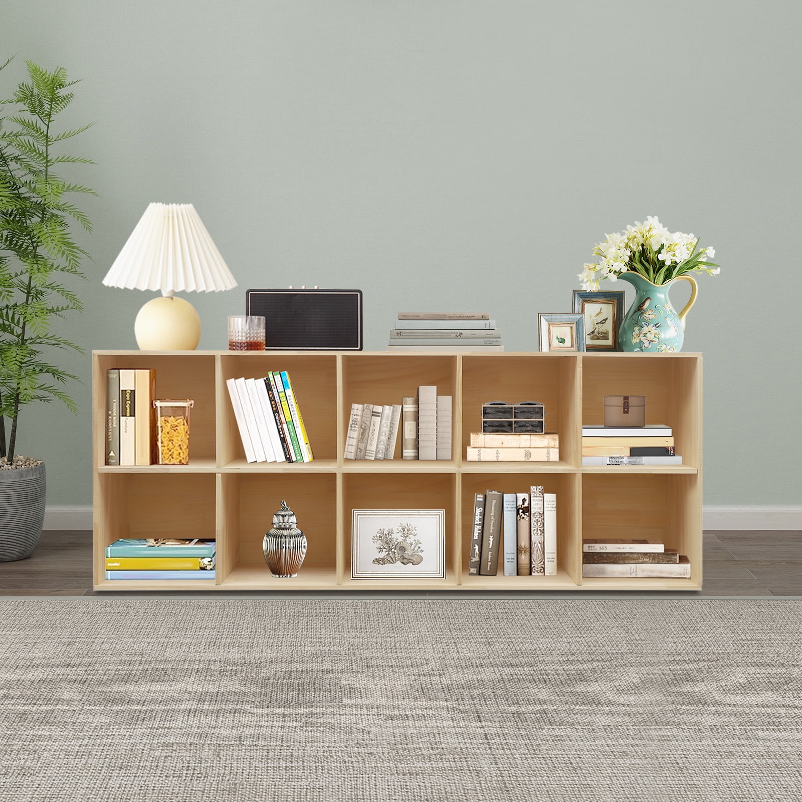 Solid Wood Shelves, Wooden Cube Shelf Bookcase, Floorstanding Bookshelf ...