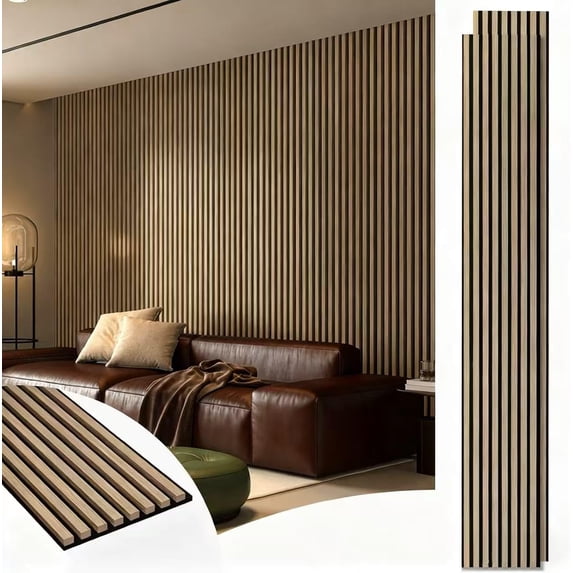 Solid Wood Slat Panels for Wall 2-Piece 93.5" x 12.6" Acoustic Panels ...