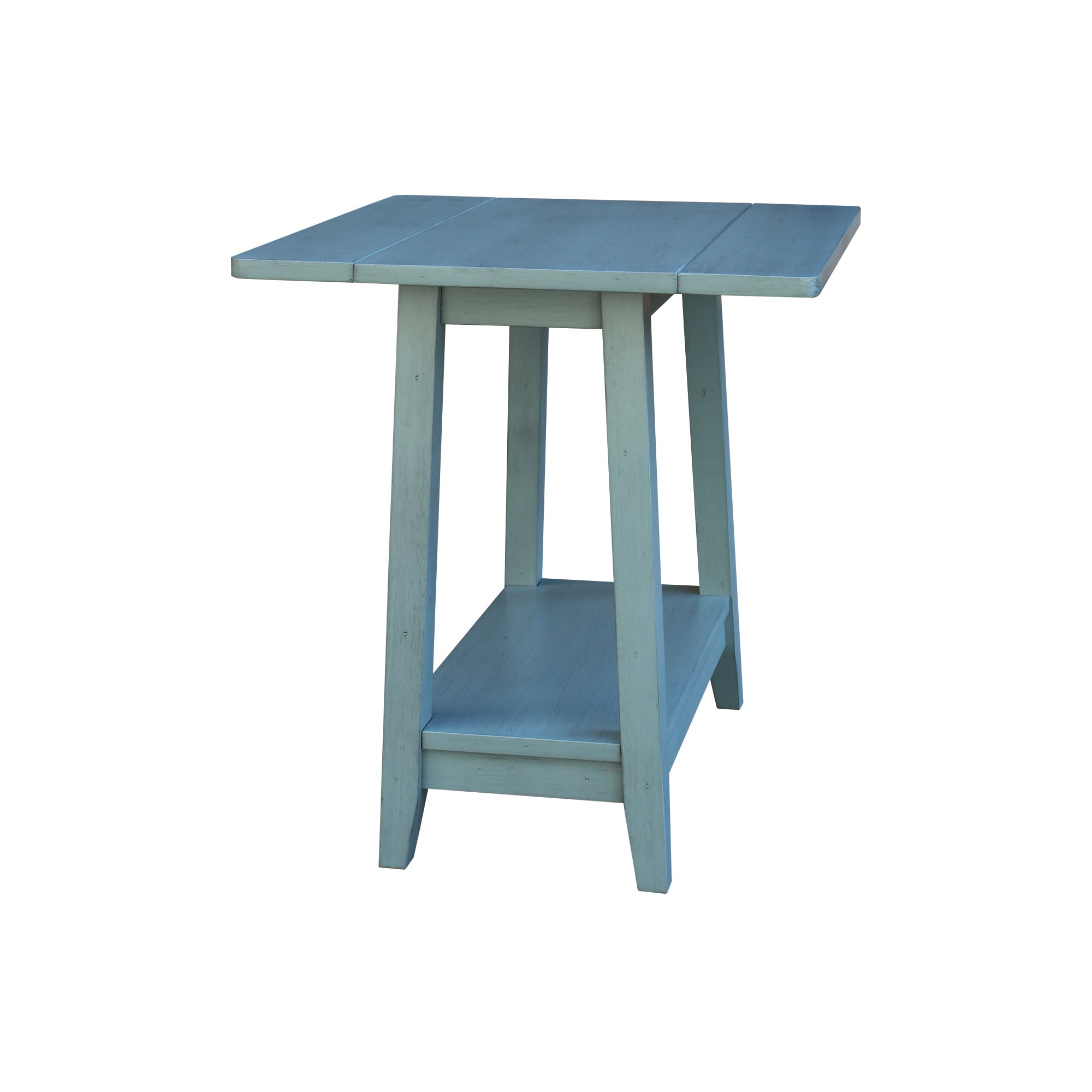Solid Wood Square Drop Leaf Side Table in Ocean Blue Antique - Walmart.com
