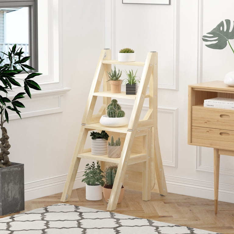 Folding Wood Library Ladder Regency Style Painted Library Ladder