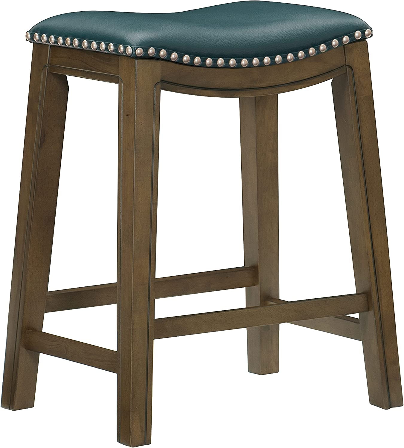 Solid Wood Stools, 26-Inch Counter Height Upholstered Padded Saddle ...