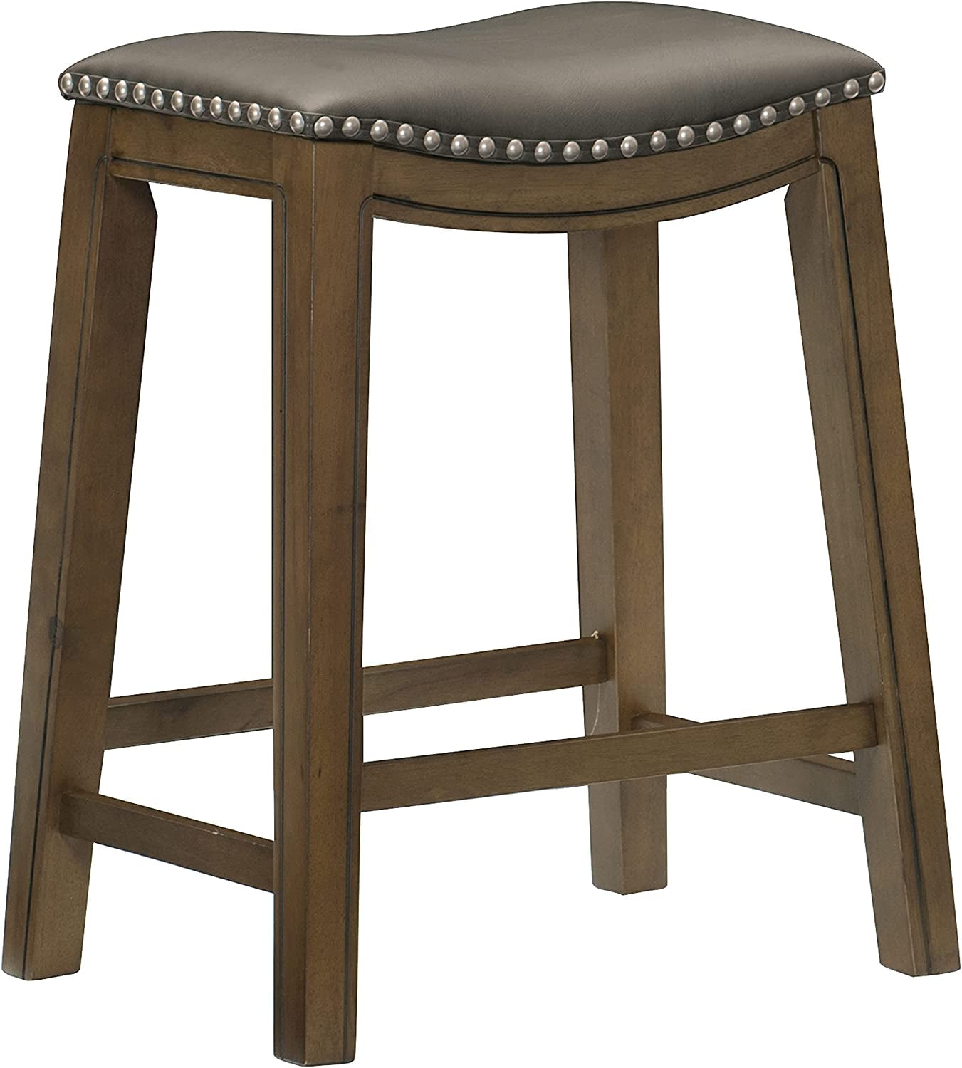 Solid Wood Stools, 26-Inch Counter Height Upholstered Padded Saddle ...
