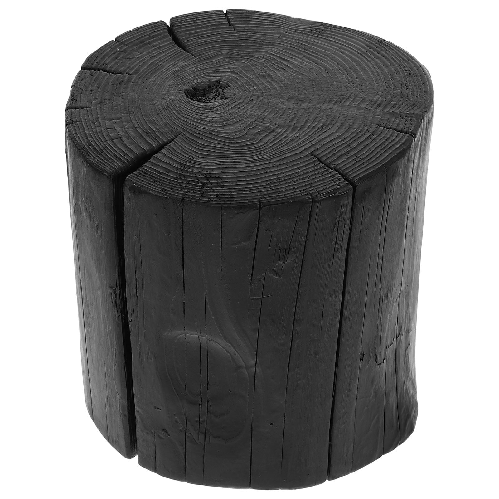 Solid Wood Stump Stools Carbon Black Finish Versatile Nightstand Coffee ...