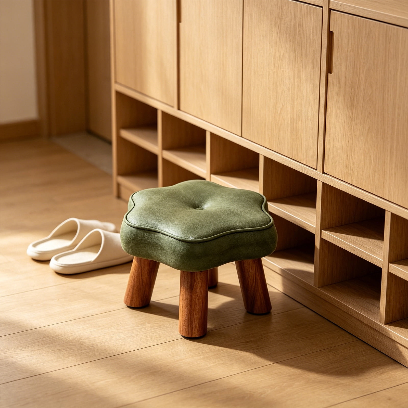 Solid Wood Sturdy Household Low Stool, Stable Load-Bearing Structure ...