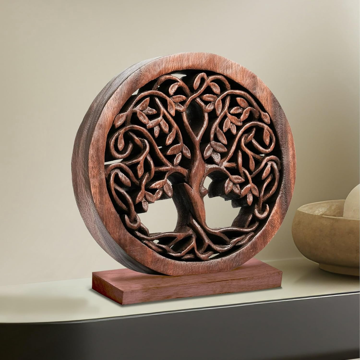 Solid Wood Tree of Life Sculpture - Home Decor, Living Room, Boho ...
