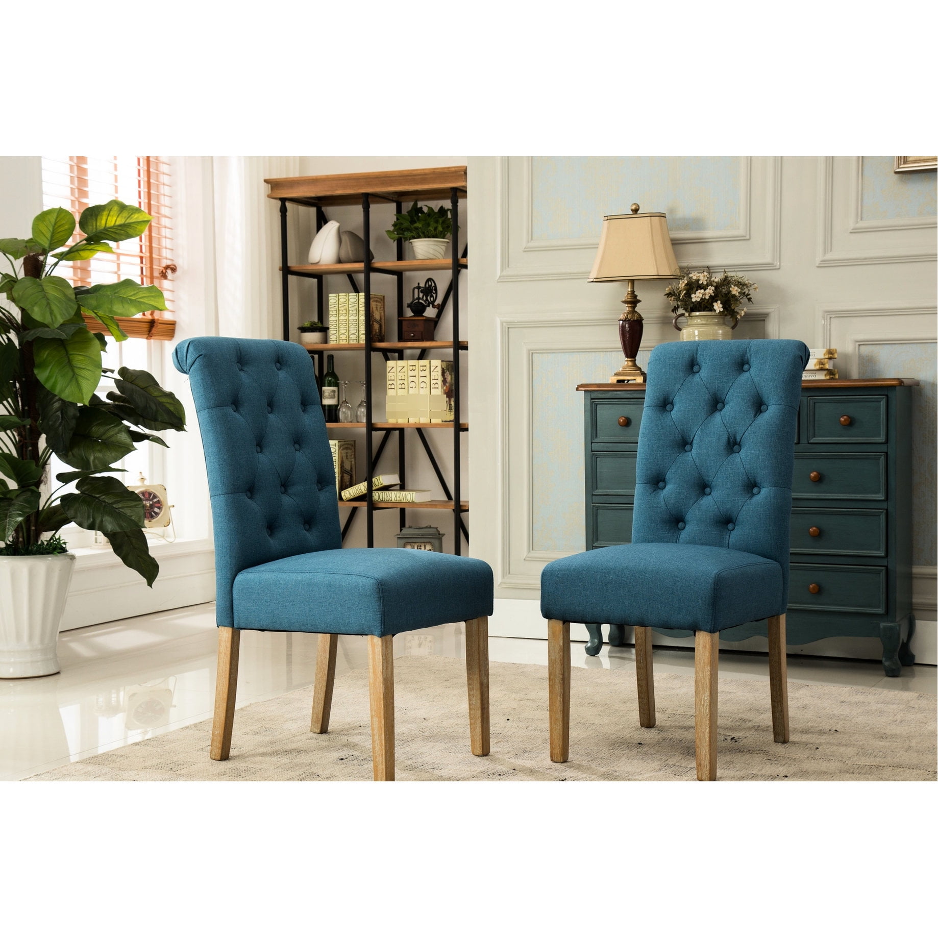 Solid Wood & Tufted Design - Upgrade Dining Room with Elegant Blue ...