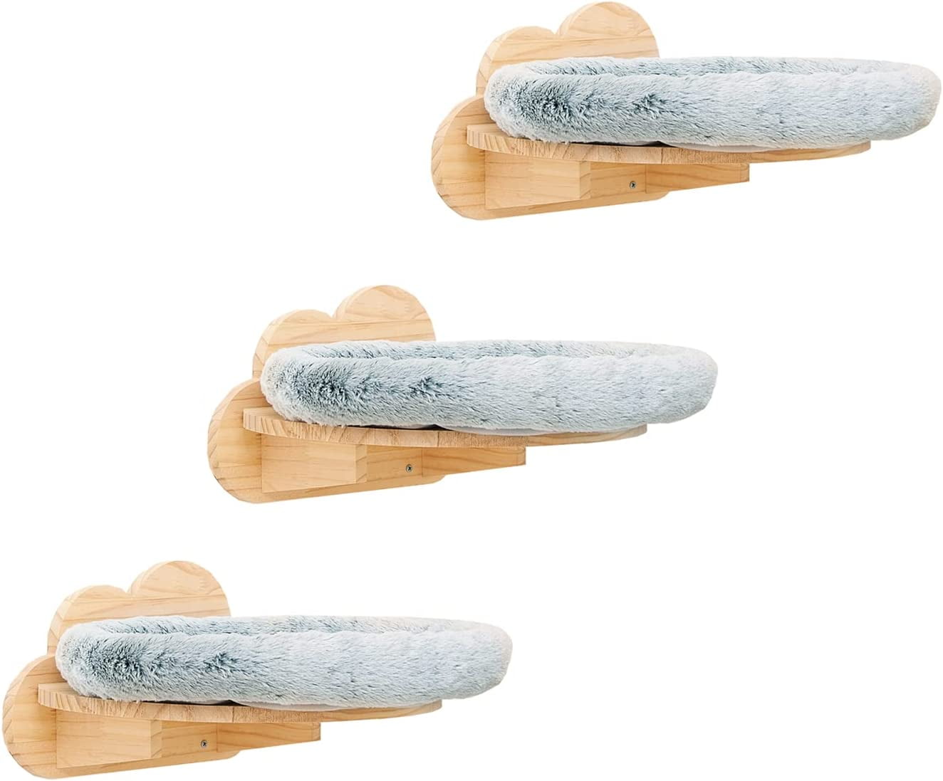 Solid Wood Wall Mounted Carpet-Covered Cat Shelves, Cat Wall Furnitures ...