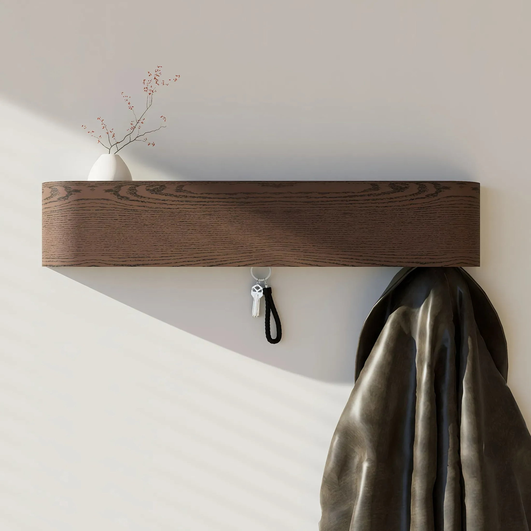 Solid Wood Wall-Mounted Coat Rack with Hidden Hooks, Walnut Finish ...