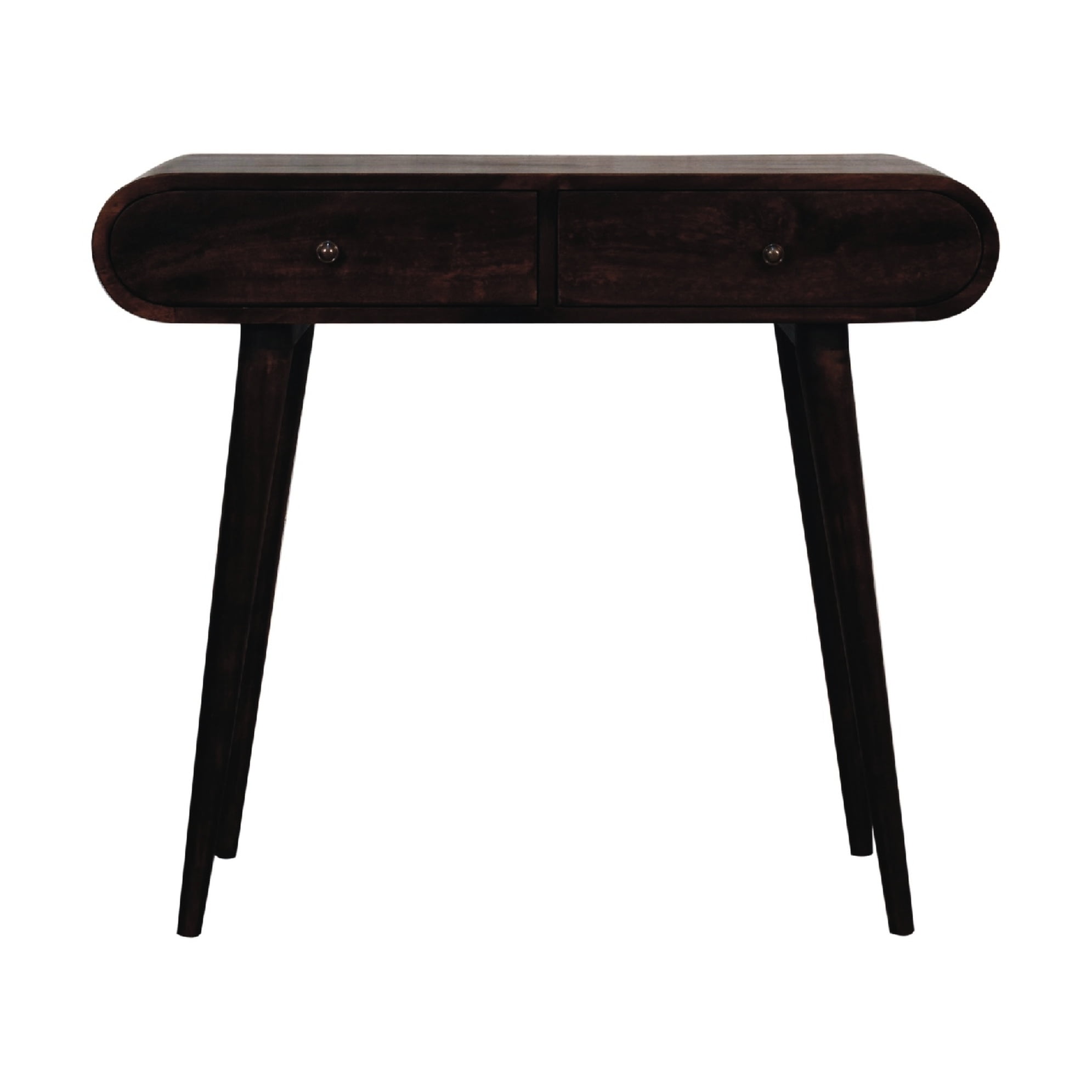 Solid Wood Walnut Console Table, Rounded Edge, 2 Drawers, Nordic Style ...