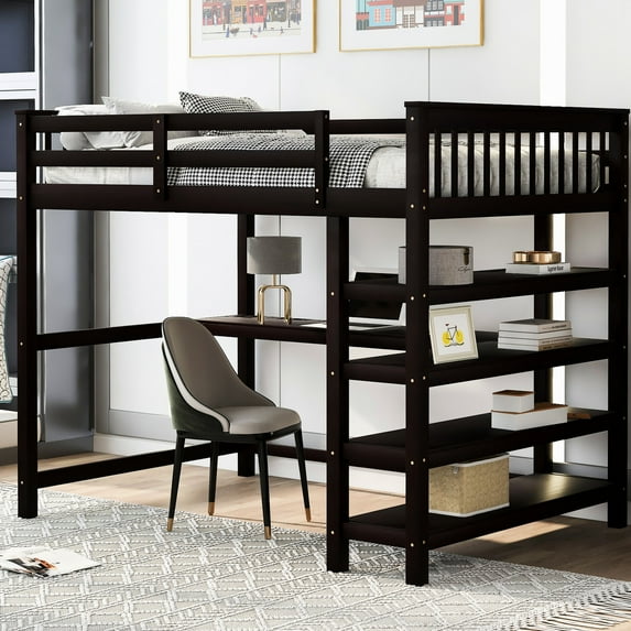 Solid Wood and MDF Loft Bed with Under-bed Workstation | Create a ...