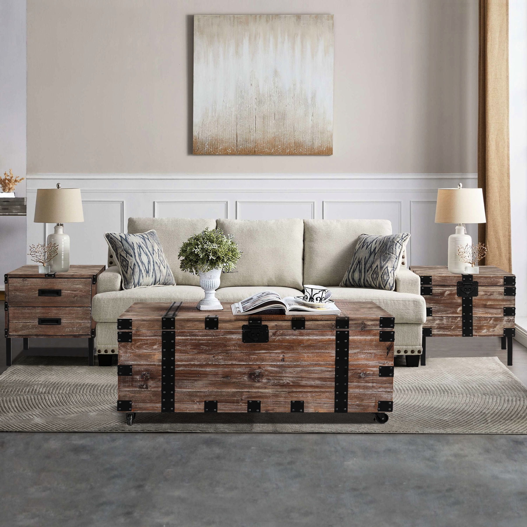 Solid Wood in Antique Gray - Ample Storage Room - Home Living Room ...